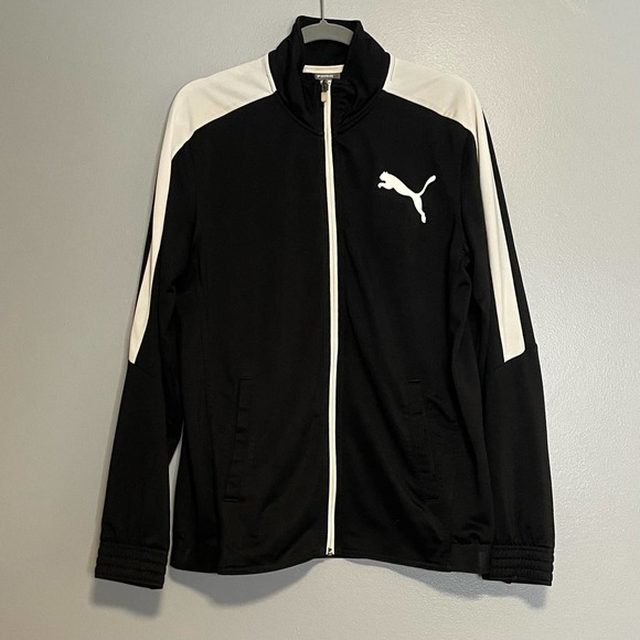 Puma | Jackets & Coats | Puma Black White Full Zipper Track Jacket ...